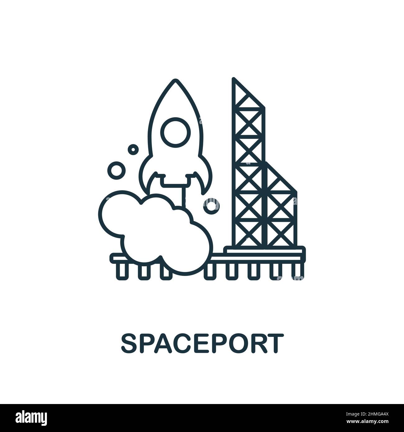 Spaceport icon. Line element from space collection. Linear Spaceport ...