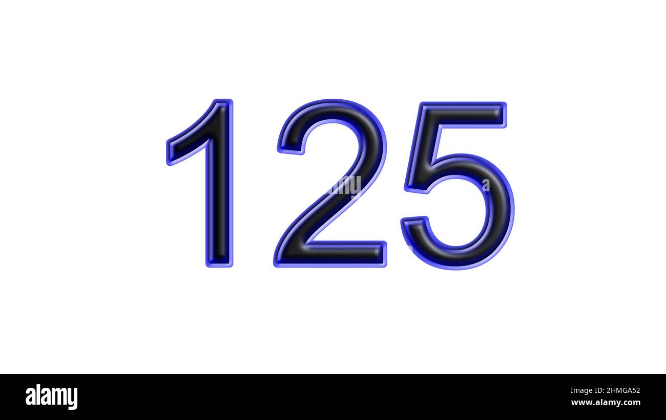 blue 125 number 3d effect white background Stock Photo - Alamy