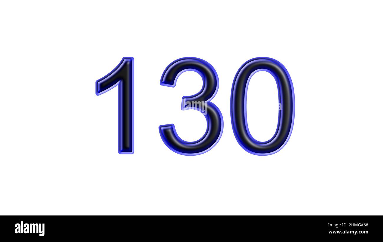 blue 130 number 3d effect white background Stock Photo - Alamy