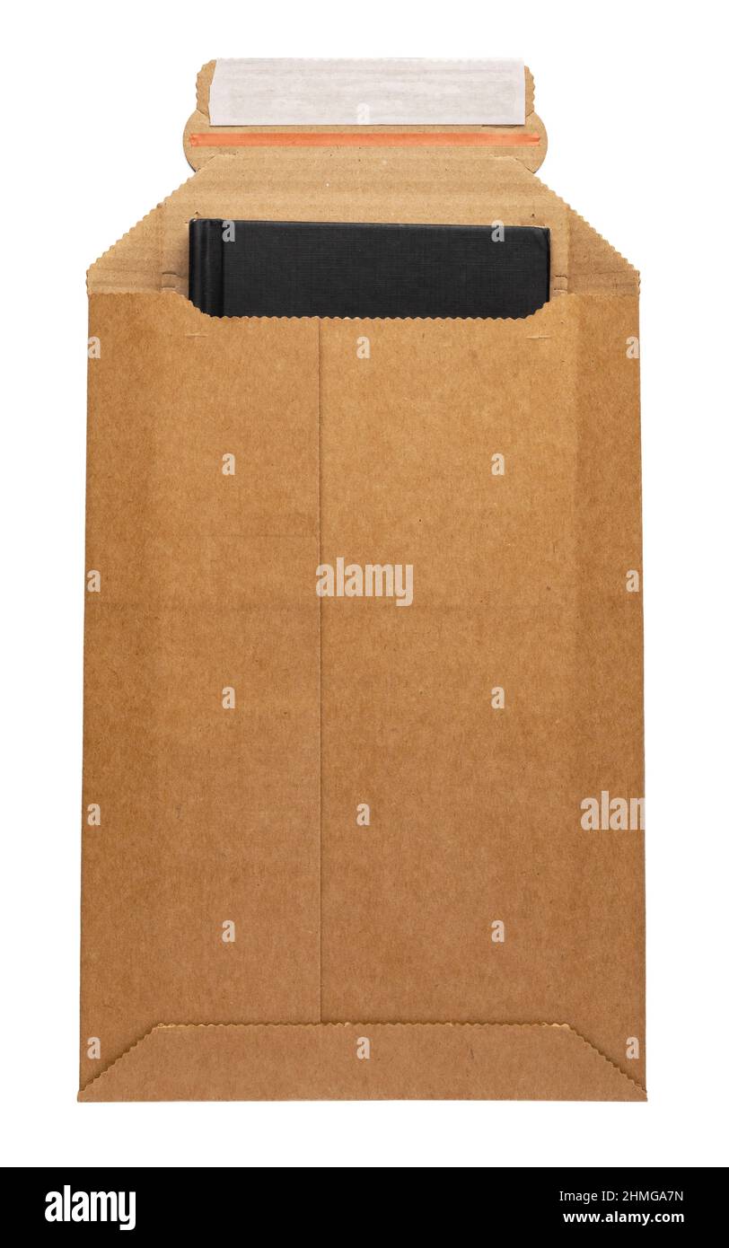 Brown envelope front and back isolated on white background. Letter top view Stock Photo - Alamy