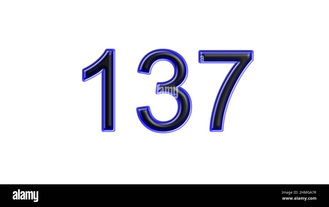 blue 137 number 3d effect white background Stock Photo - Alamy