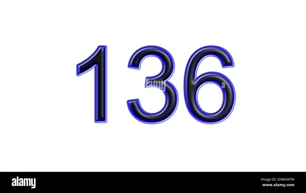 blue 136 number 3d effect white background Stock Photo - Alamy