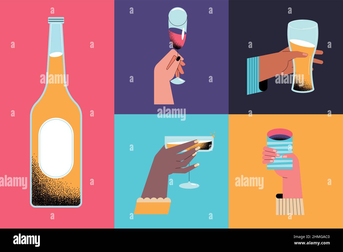 five toast cheers set drinks Stock Vector Image & Art - Alamy