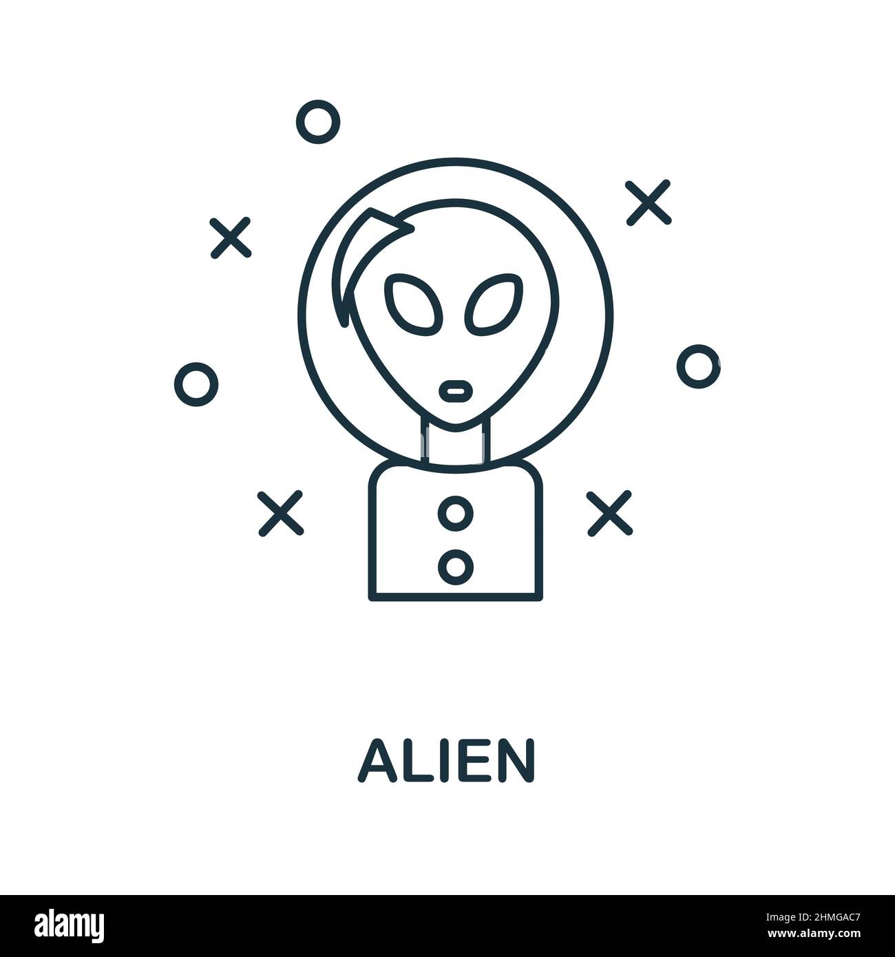Alien icon. Line element from space collection. Linear Alien icon sign ...