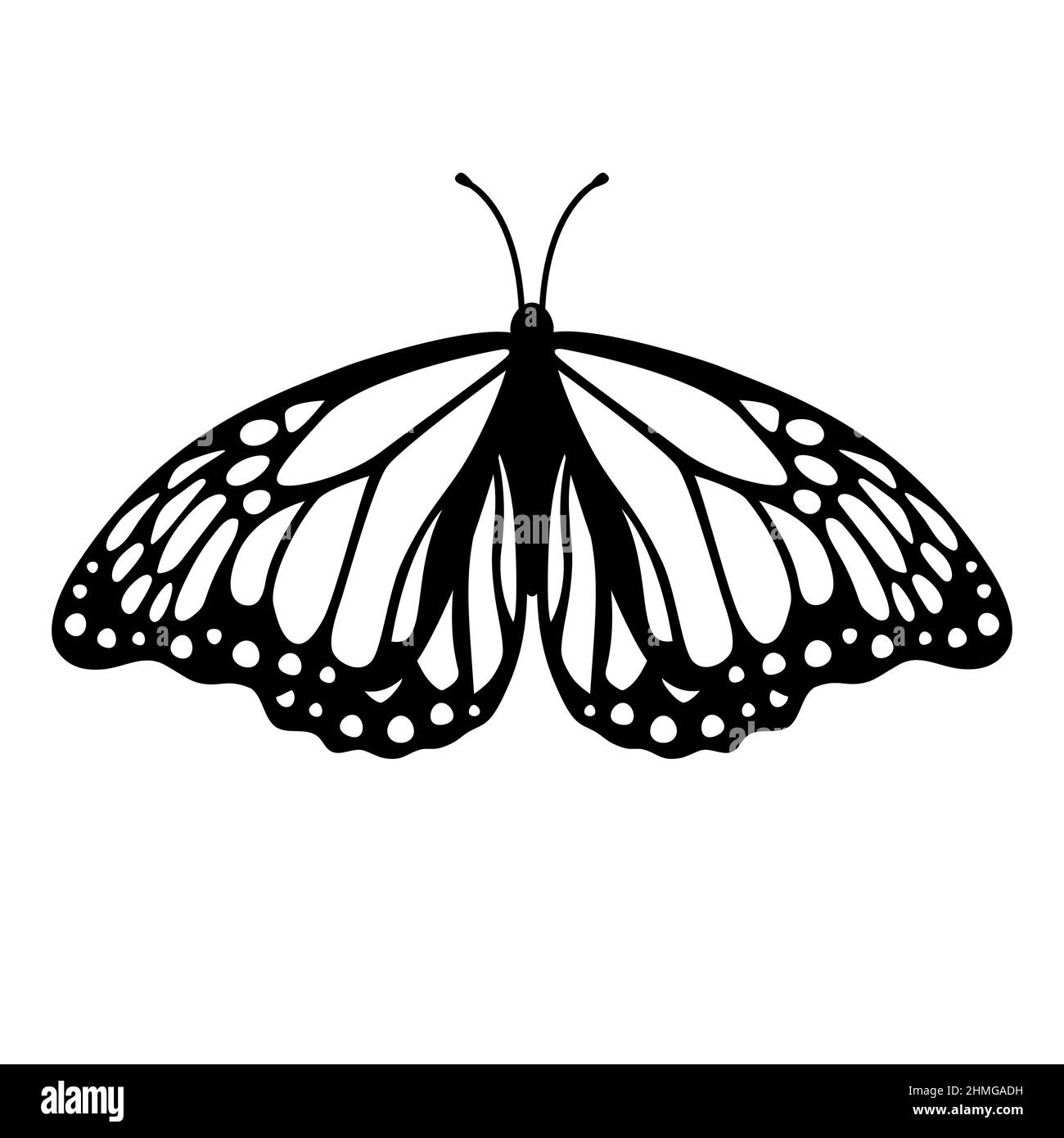 Monarch Butterfly Silhouette Vector Illustration Isolated On White