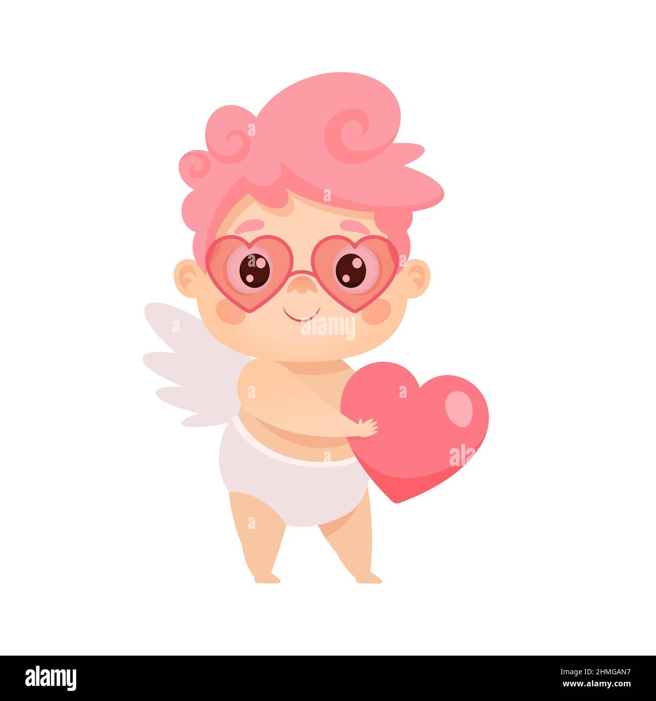 Cute cupid with heart. Vector cartoon character for Valentine's day ...