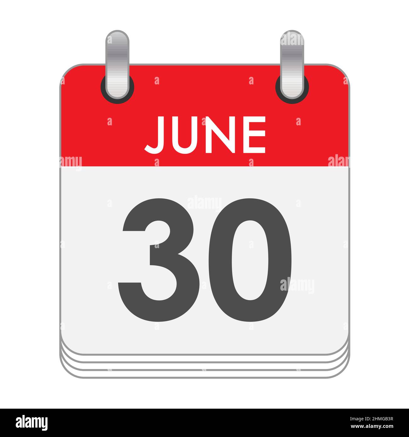 JUNE 30. A leaf of the flip calendar with the date of JUNE 30. Flat ...