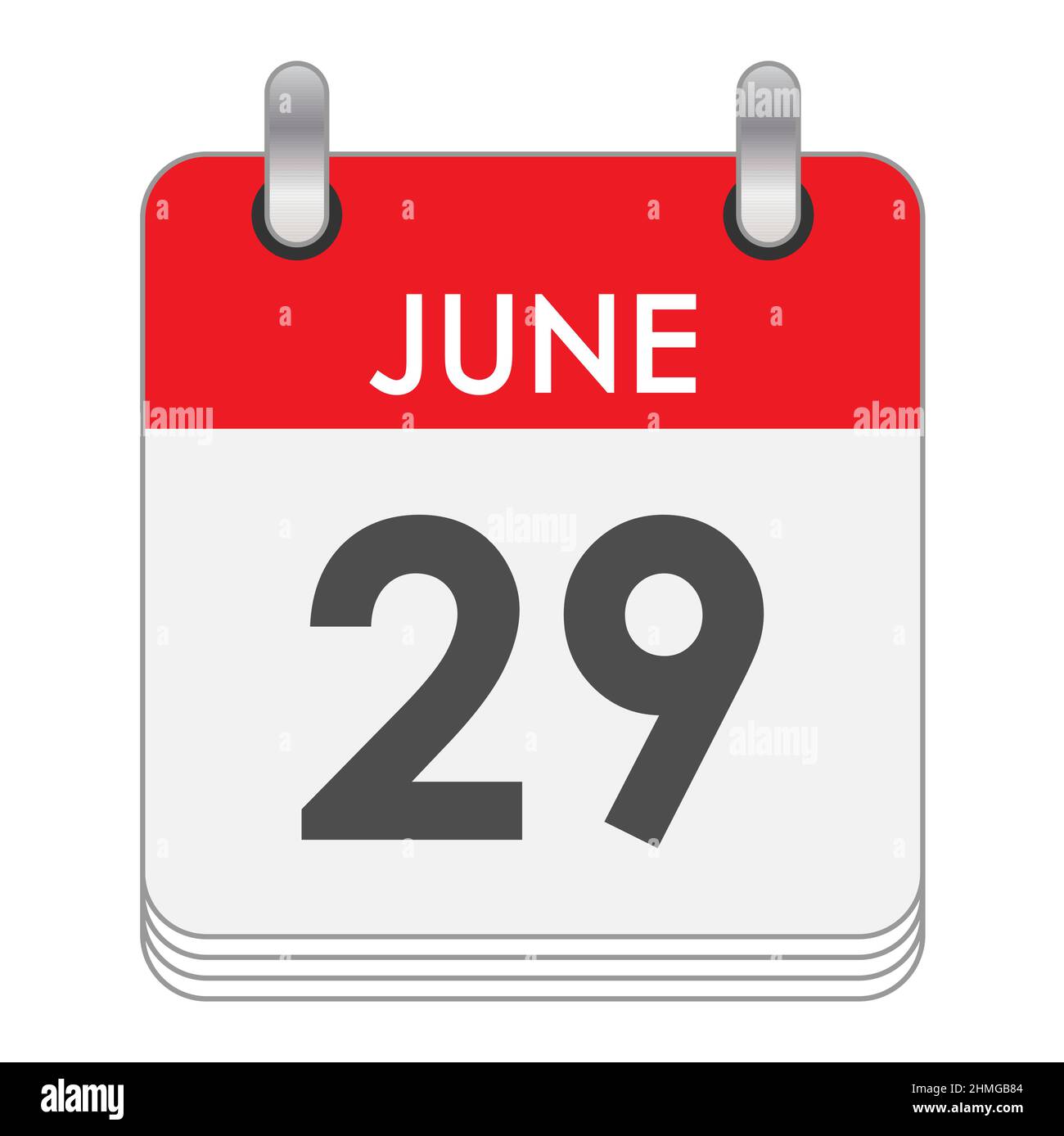 JUNE 29. A leaf of the flip calendar with the date of JUNE 29. Flat ...