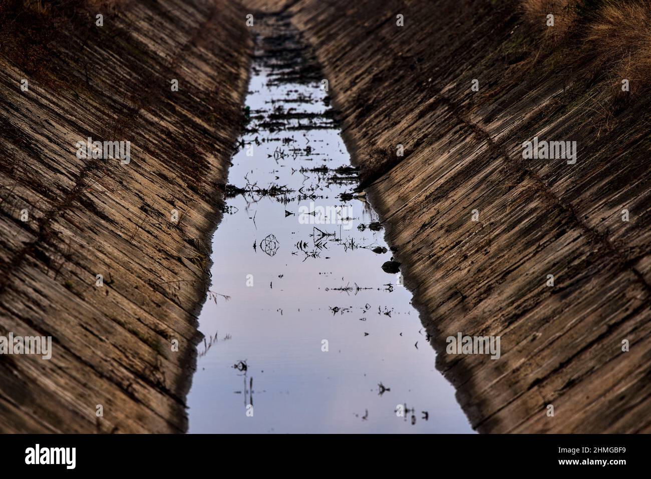 a drainage channel with polluted water from industrial factories Stock ...