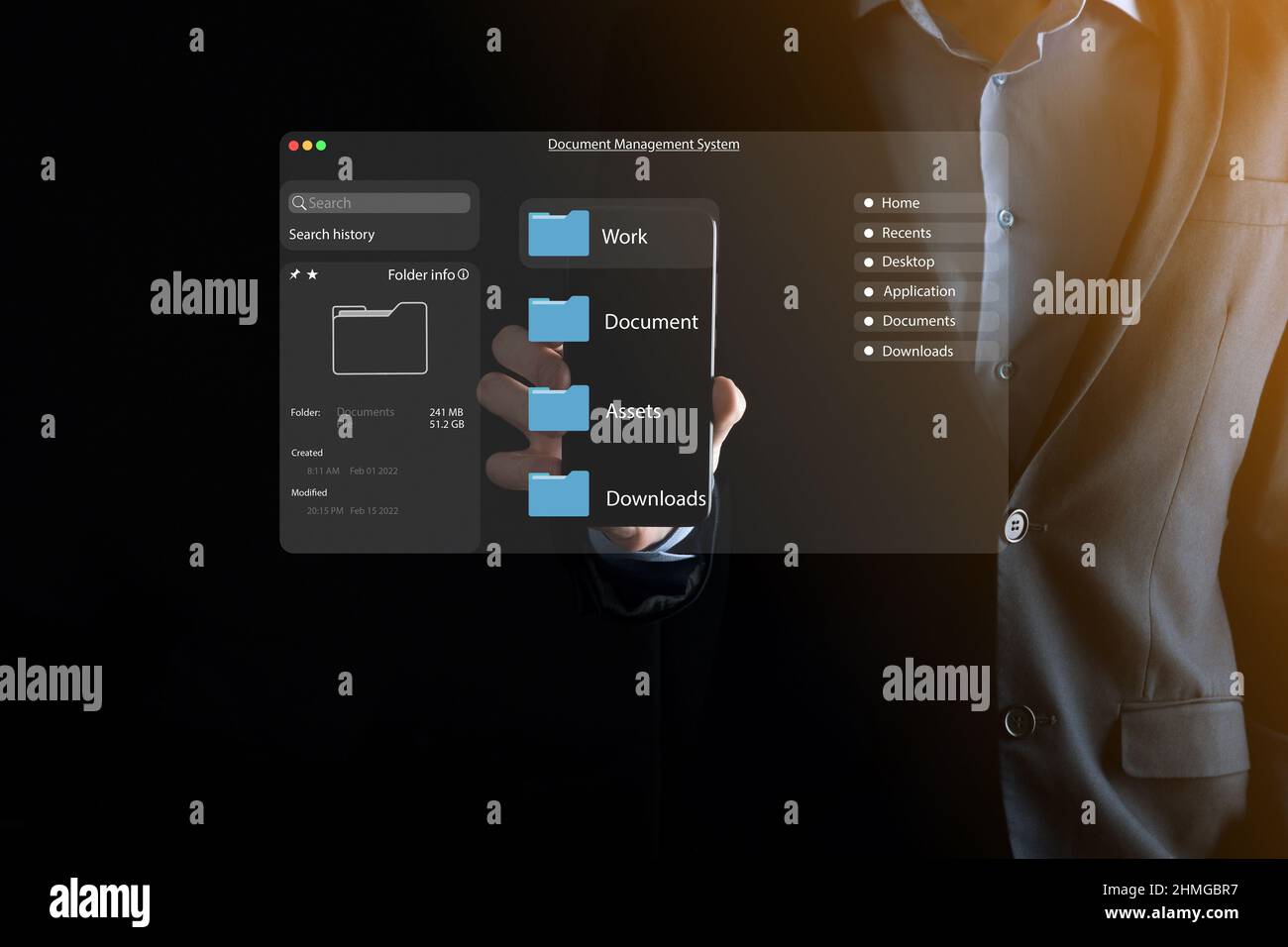 Document management concept. Virtual screen icons Document Management ...