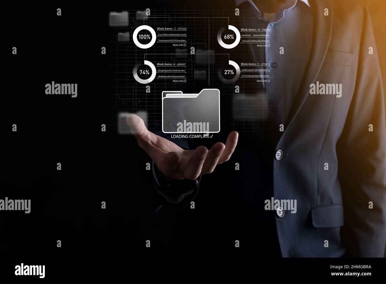 Business developer hand using board framework on virtual modern computer showing innovation ...