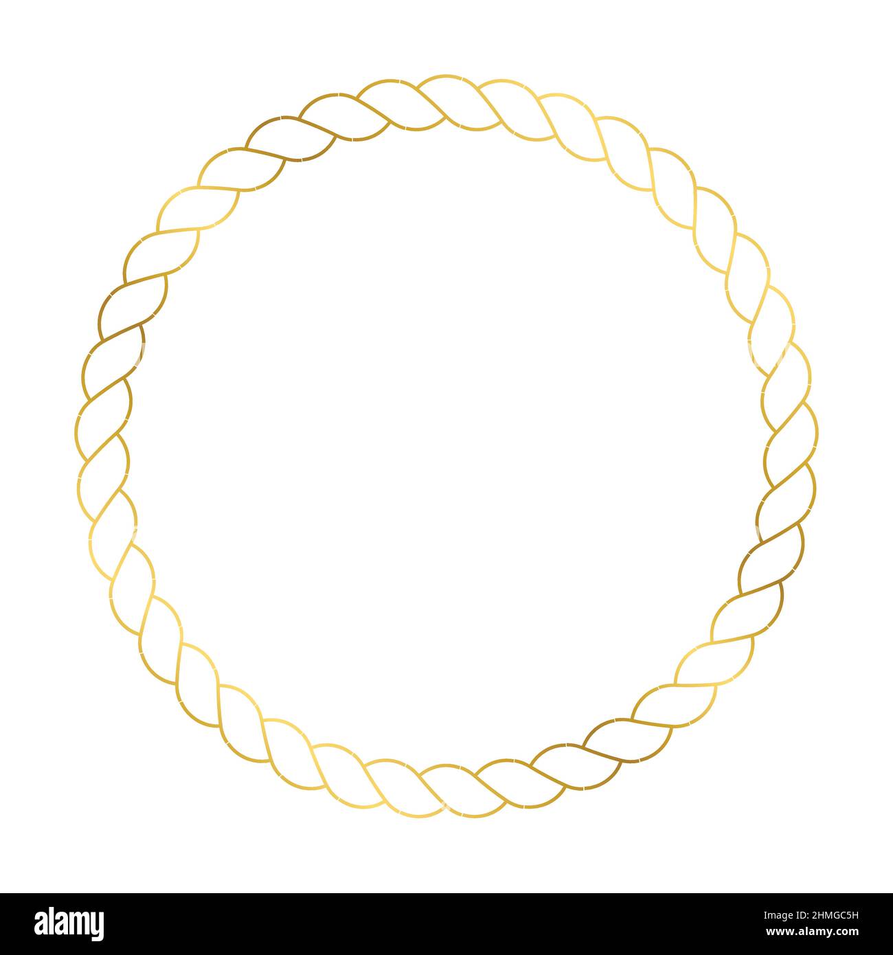 Gold shiny glowing vintage rope circle frame with shadows isolated on ...