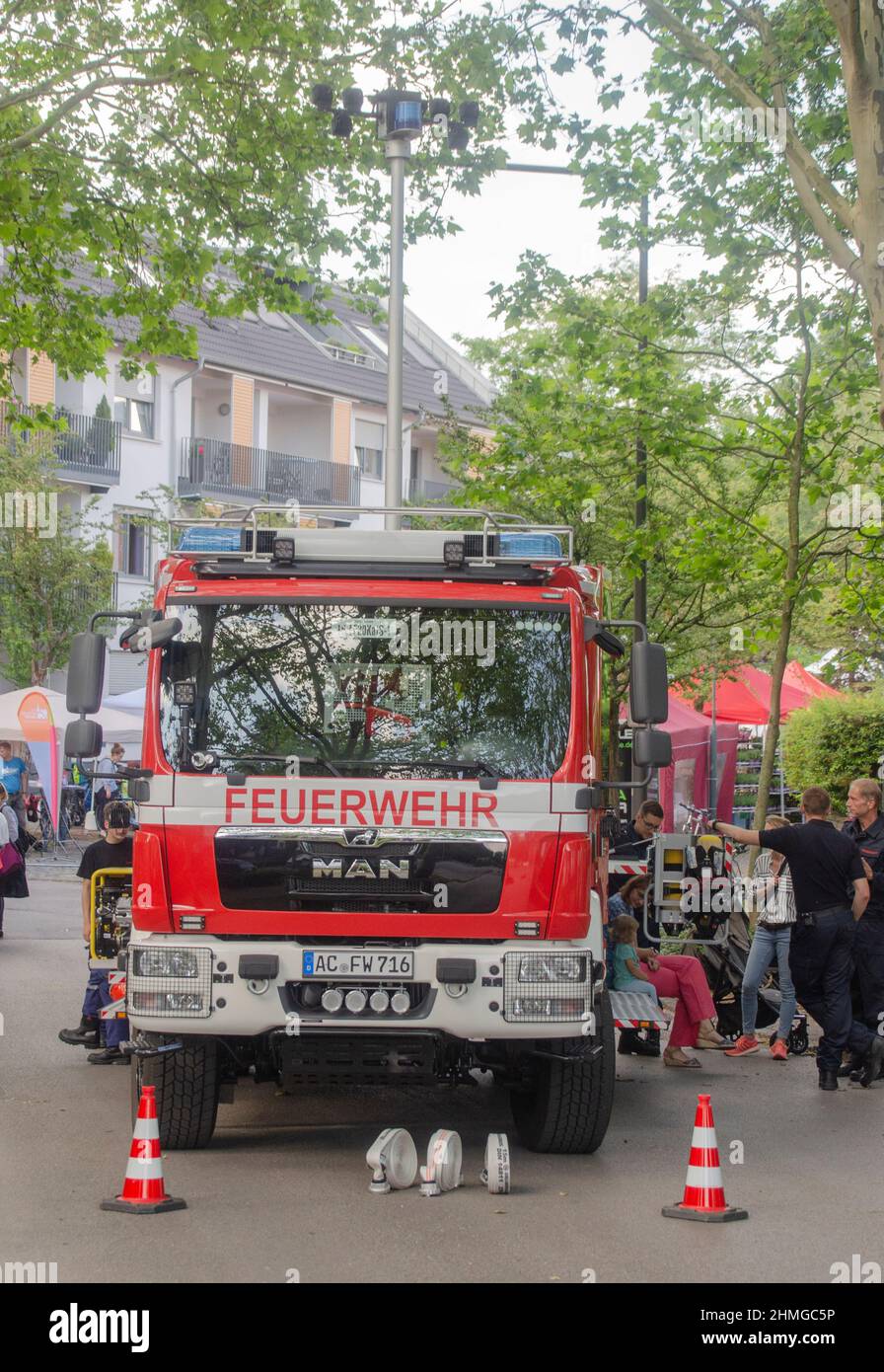 View into a fire department equipment trolley Stock Photo - Alamy
