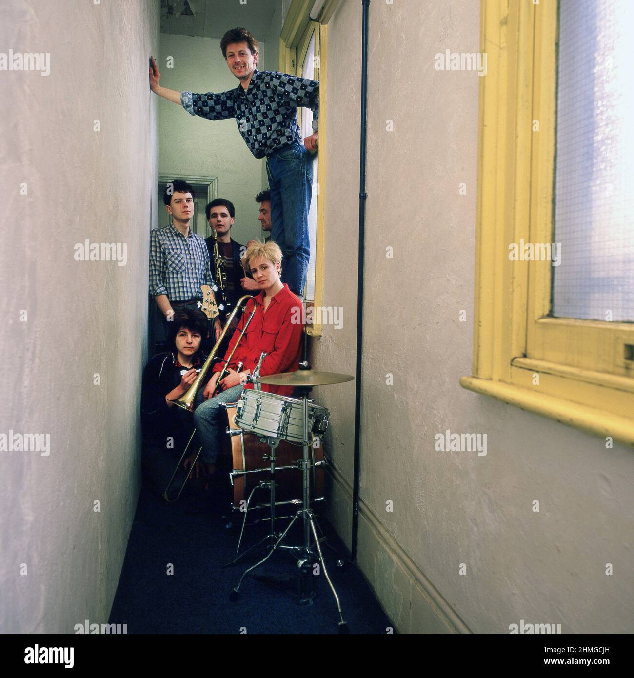 Annie Whitehead Jazz Trombone with her band in London 1985 Stock Photo ...