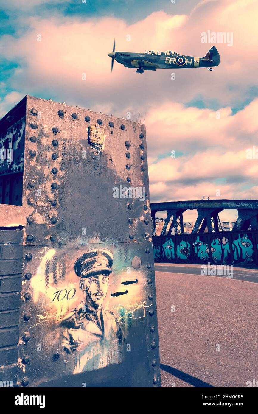 Capt Tom Moore street painting in Camden London UK Stock Photo - Alamy