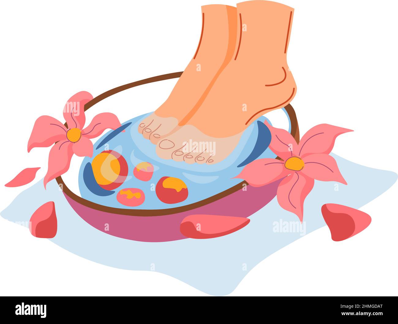 Woman soaking feet in bowl Stock Vector Images - Alamy