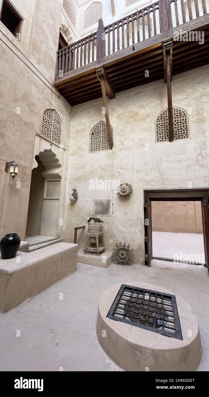 Portrait of the interior design of a compound building Stock Photo - Alamy