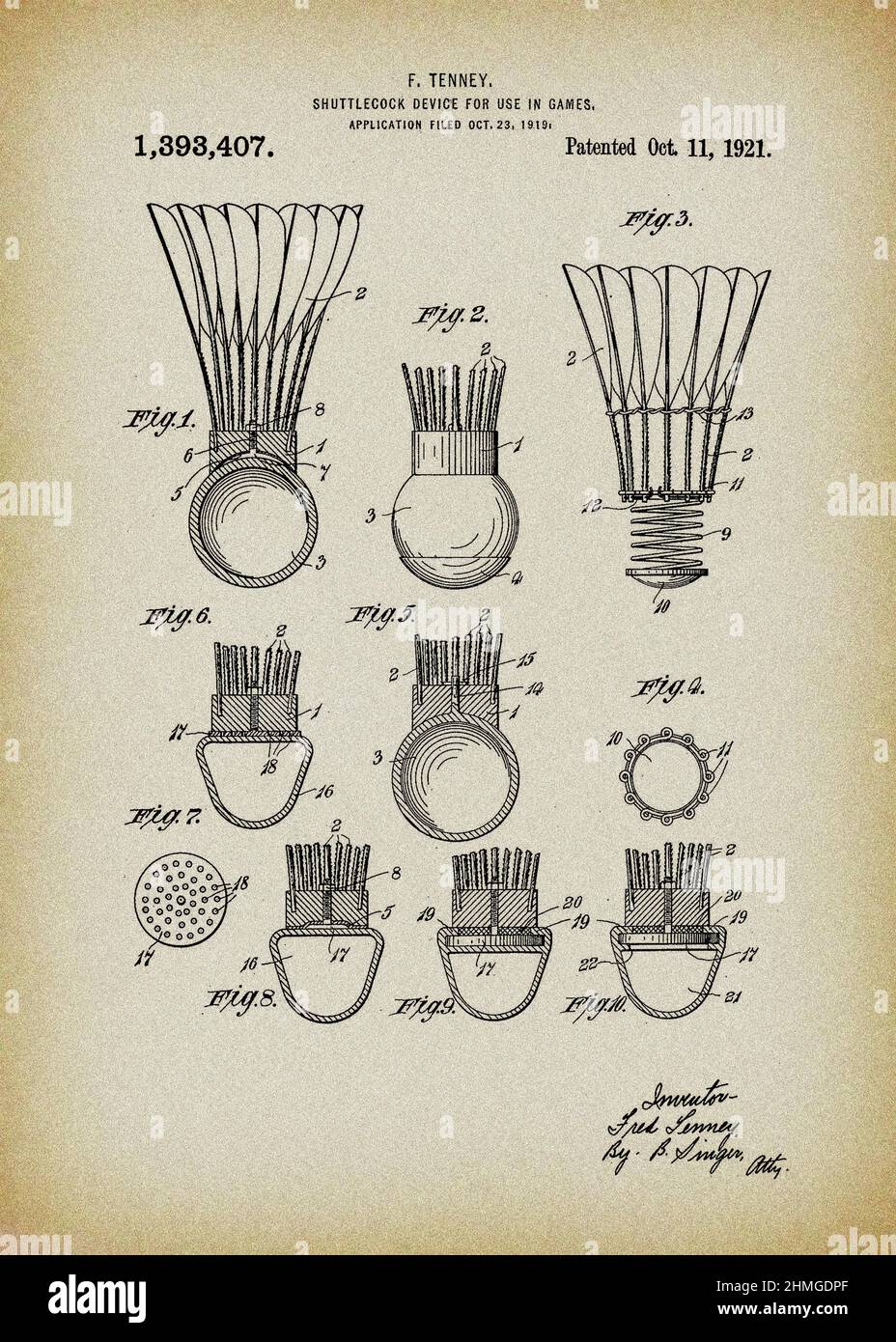 Shuttlecock Patent Art Stock Photo - Alamy