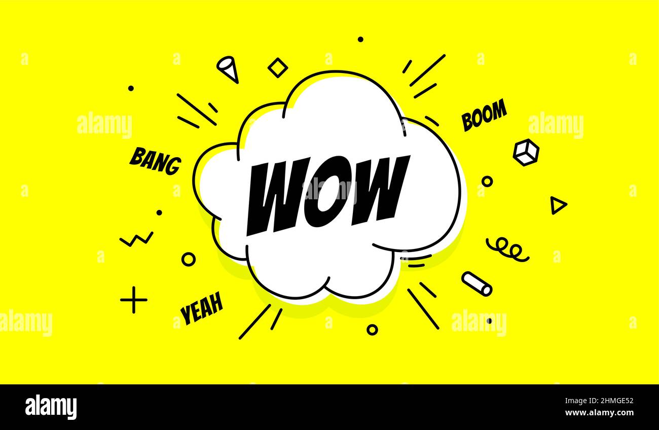 Banner Wow. Banner, speech bubble, poster and sticker concept ...