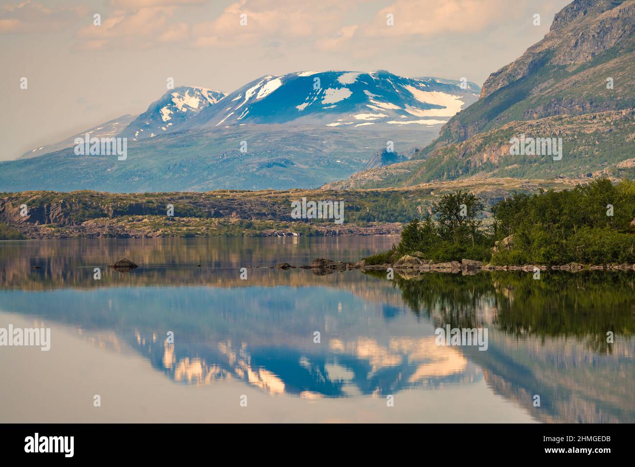 Stor sjöfallet national park in summer time with nice sunny weather ...