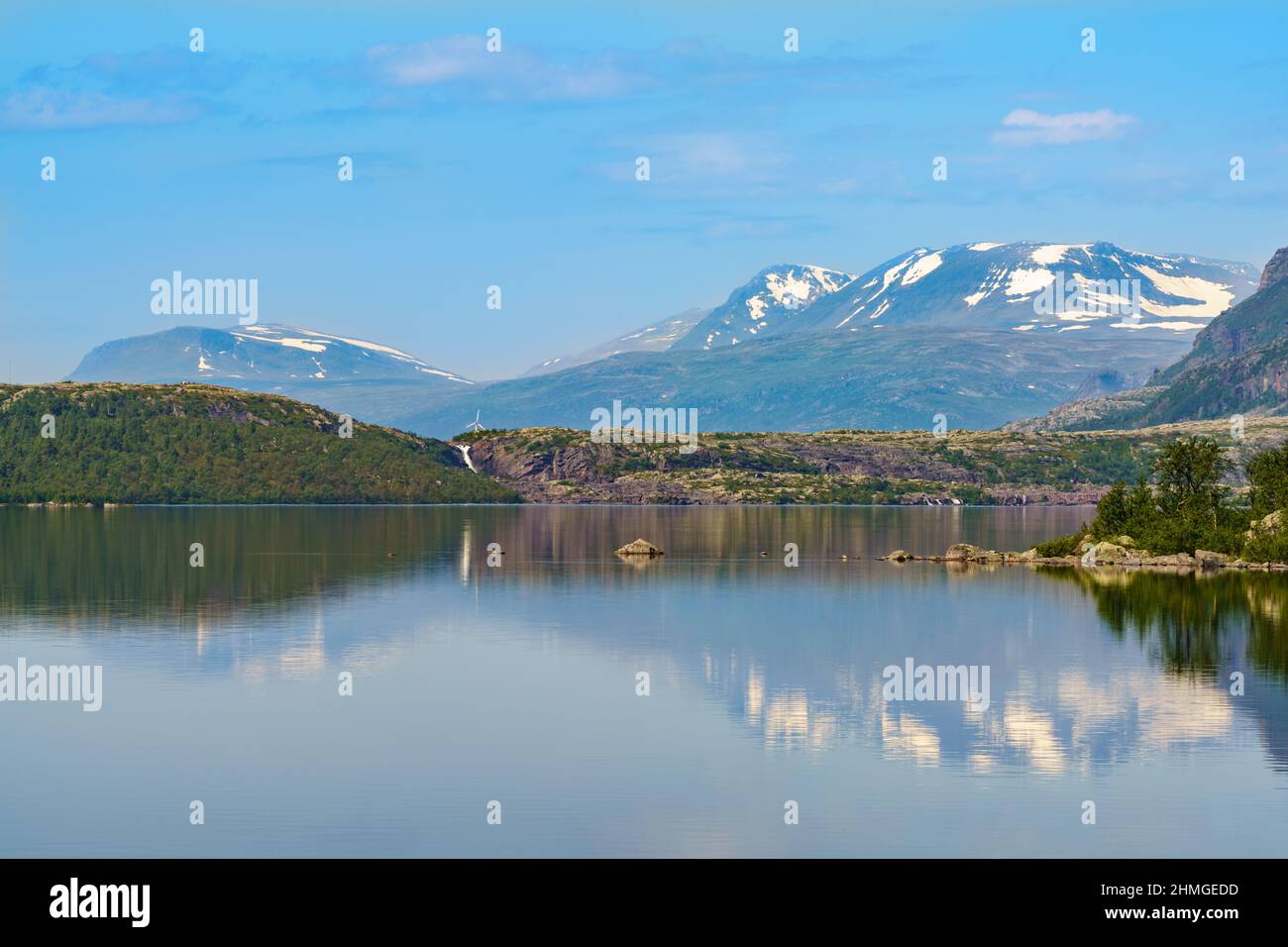 Stor sjöfallet national park in summer time with nice sunny weather ...