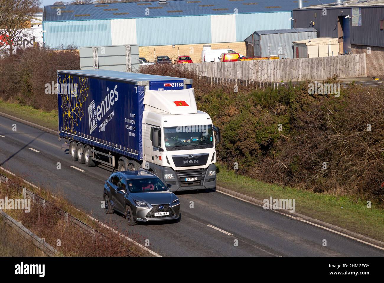 MAN heavy goods vehicle Menzies Distribution, lorry on A12, Martlesham ...