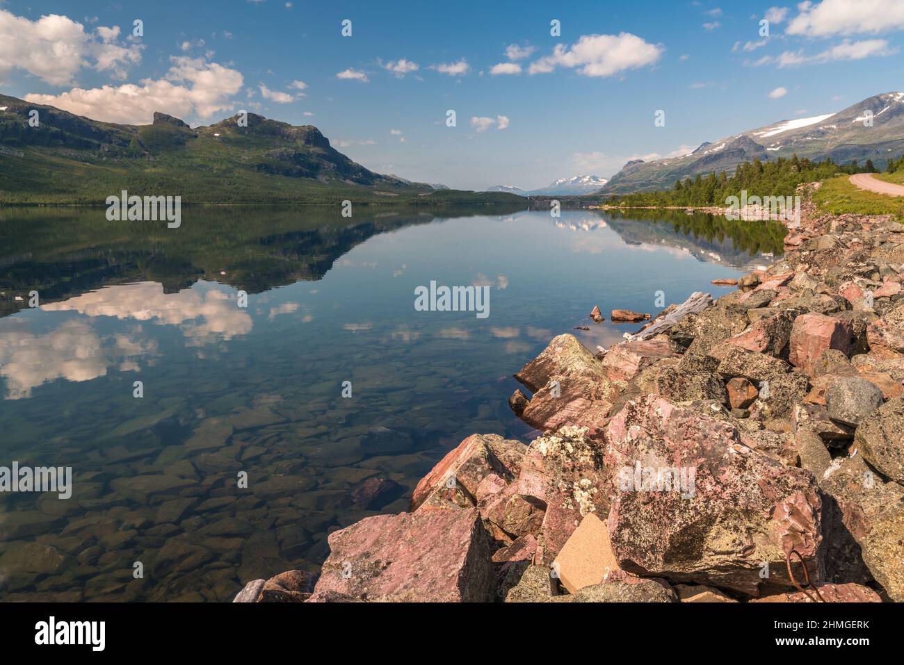 Stor sjöfallet national park in summer time with nice sunny weather ...