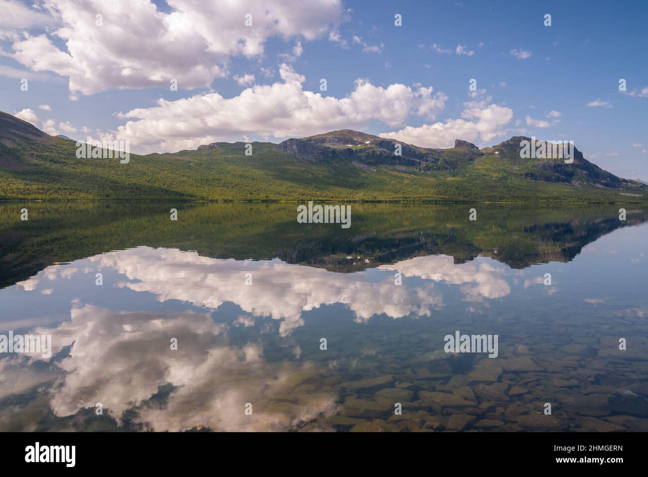 Stor sjöfallet national park in summer time with nice sunny weather ...