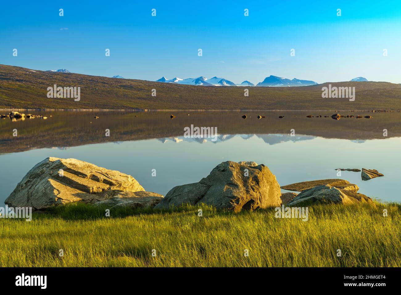 Stora sjöfallet national park in summer time with nice sunny weather ...