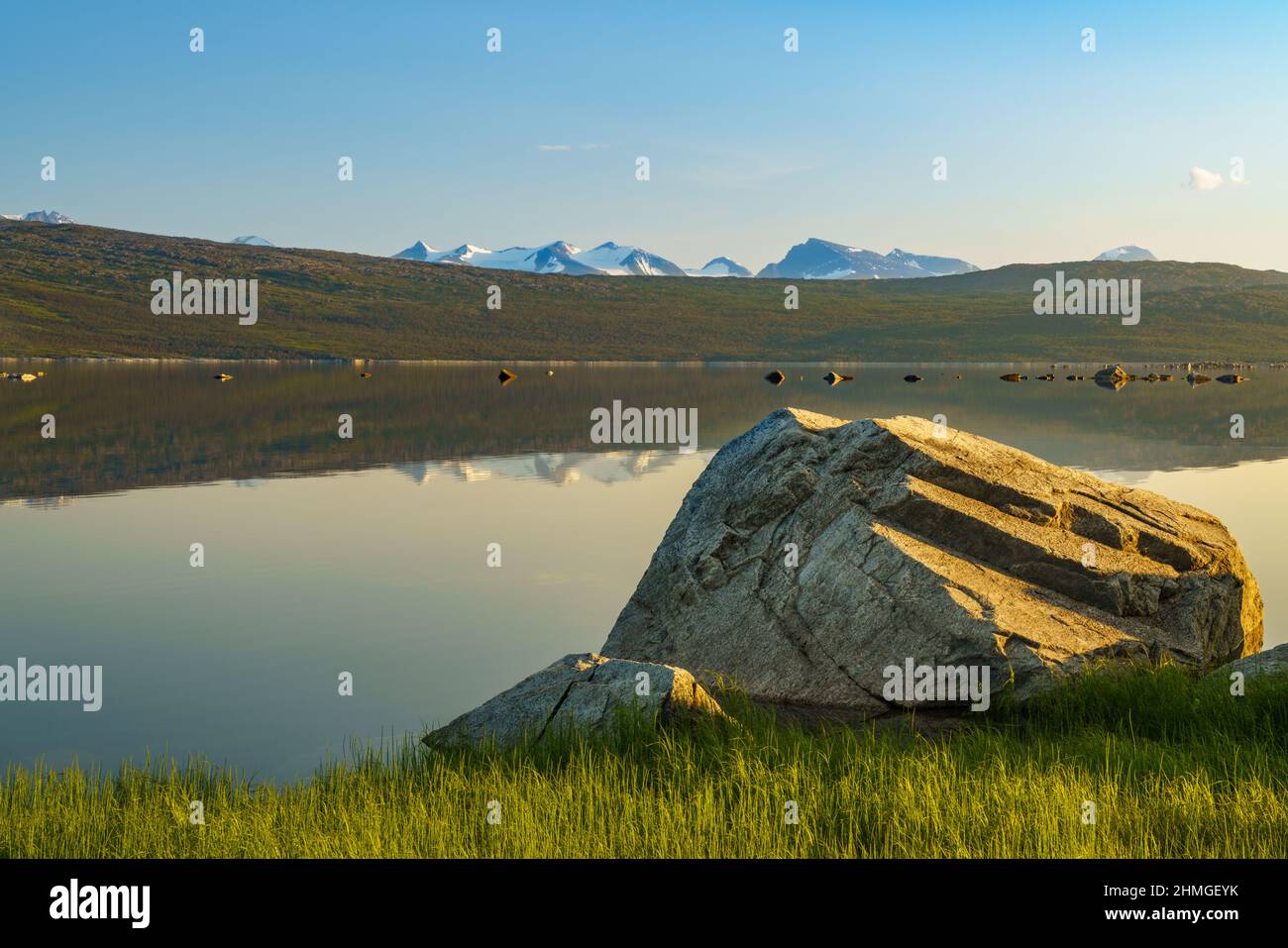 Stora sjöfallet national park in summer time with nice sunny weather ...