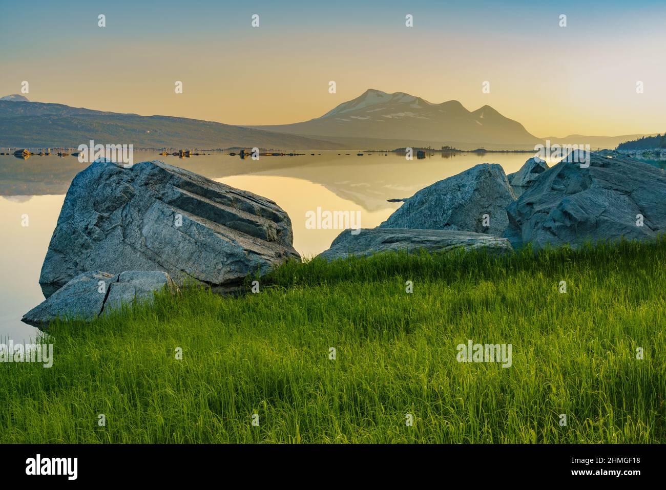 Stora sjöfallet national park in summer time with nice sunny weather ...