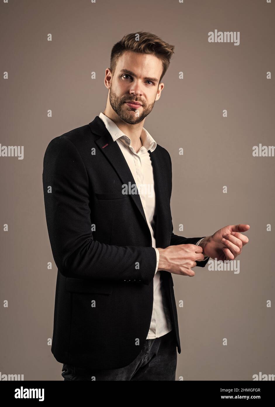 Confident in his choice. well groomed hairstyle. male beauty and ...