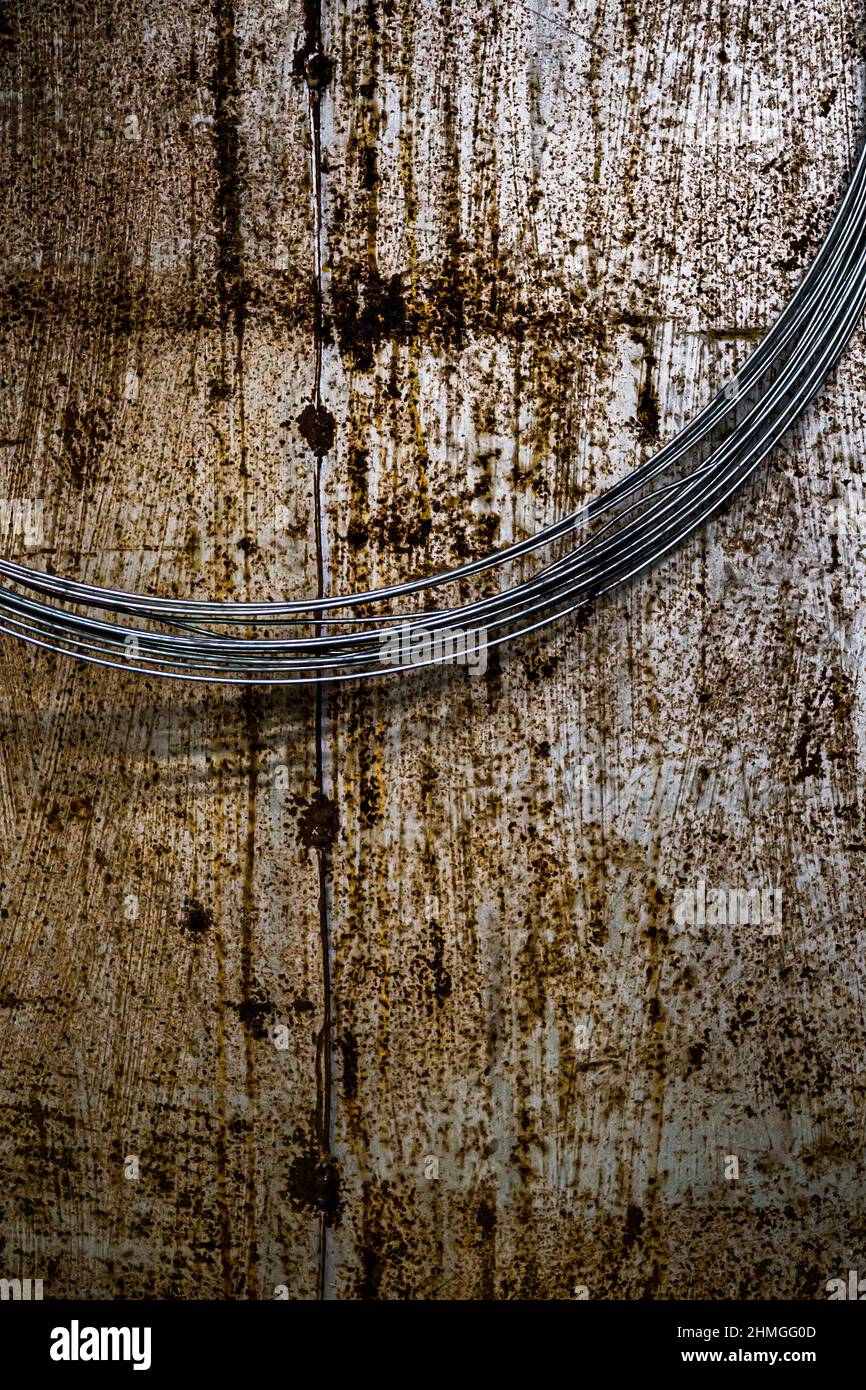 Abstract: wire and rusted sheet metal in Soho, Central, Hong Kong Stock ...