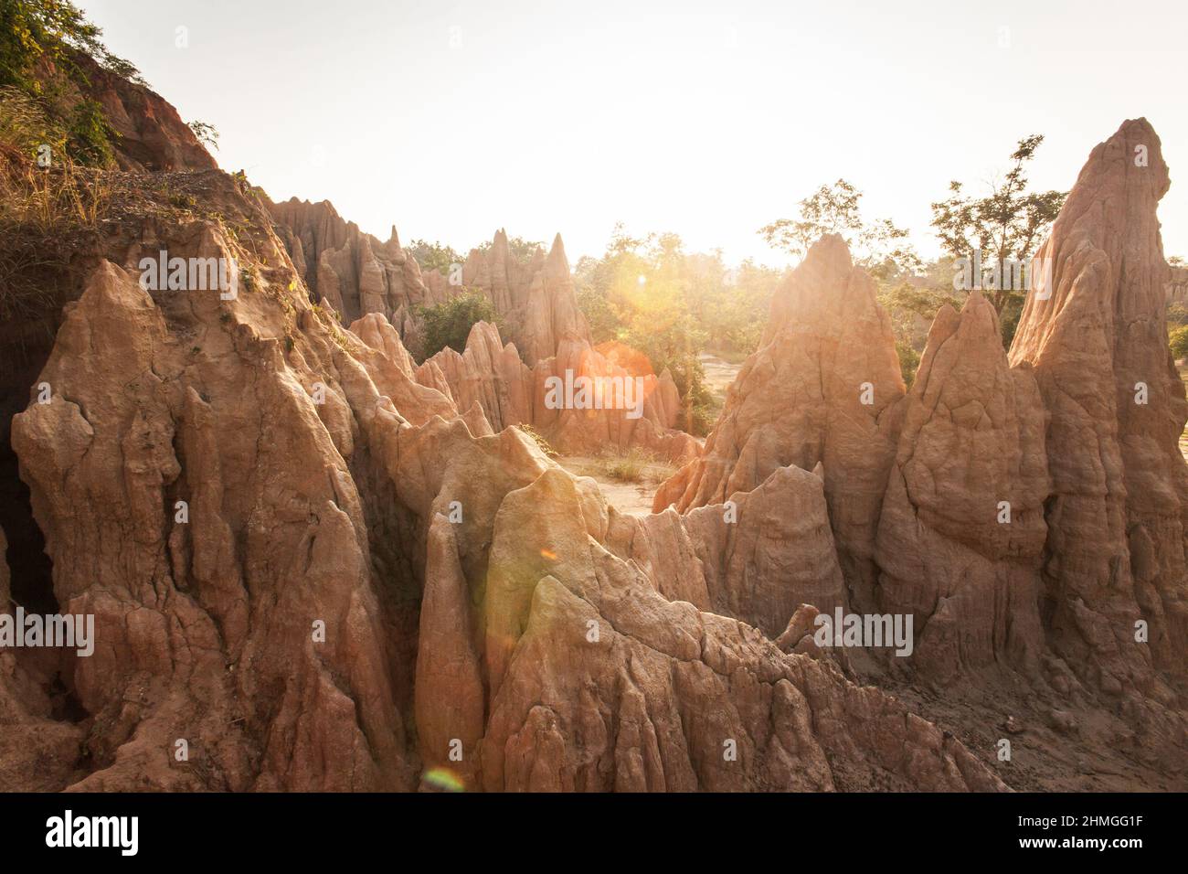 The Sao Din Na Noi site displays scenery of eroded sandstone pillars ...