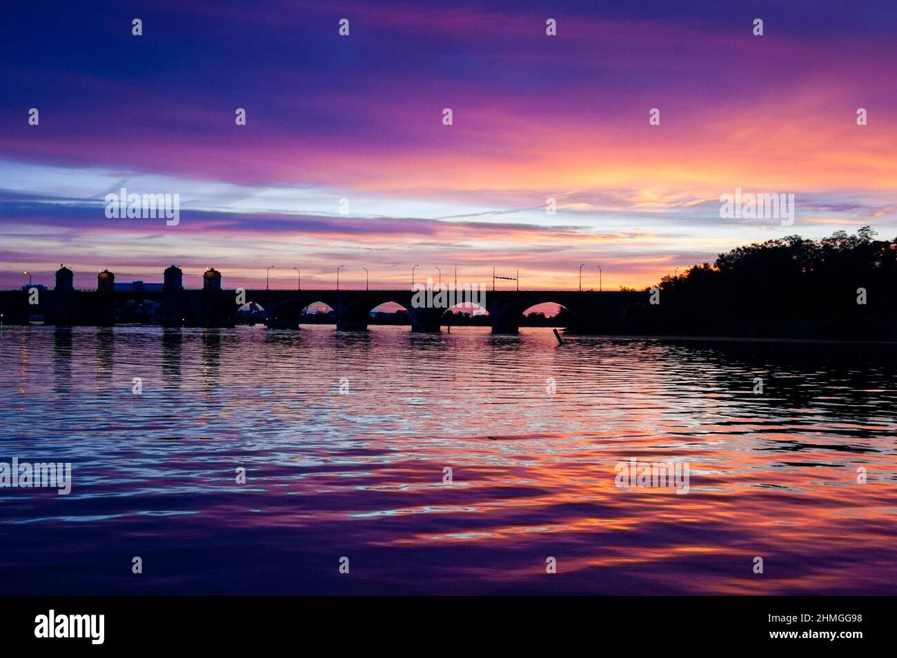 Hanover Street Bridge crossing the middle branch of the Patapsco River ...