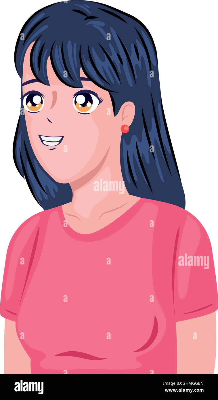 asian woman happy anime Stock Vector Image & Art - Alamy