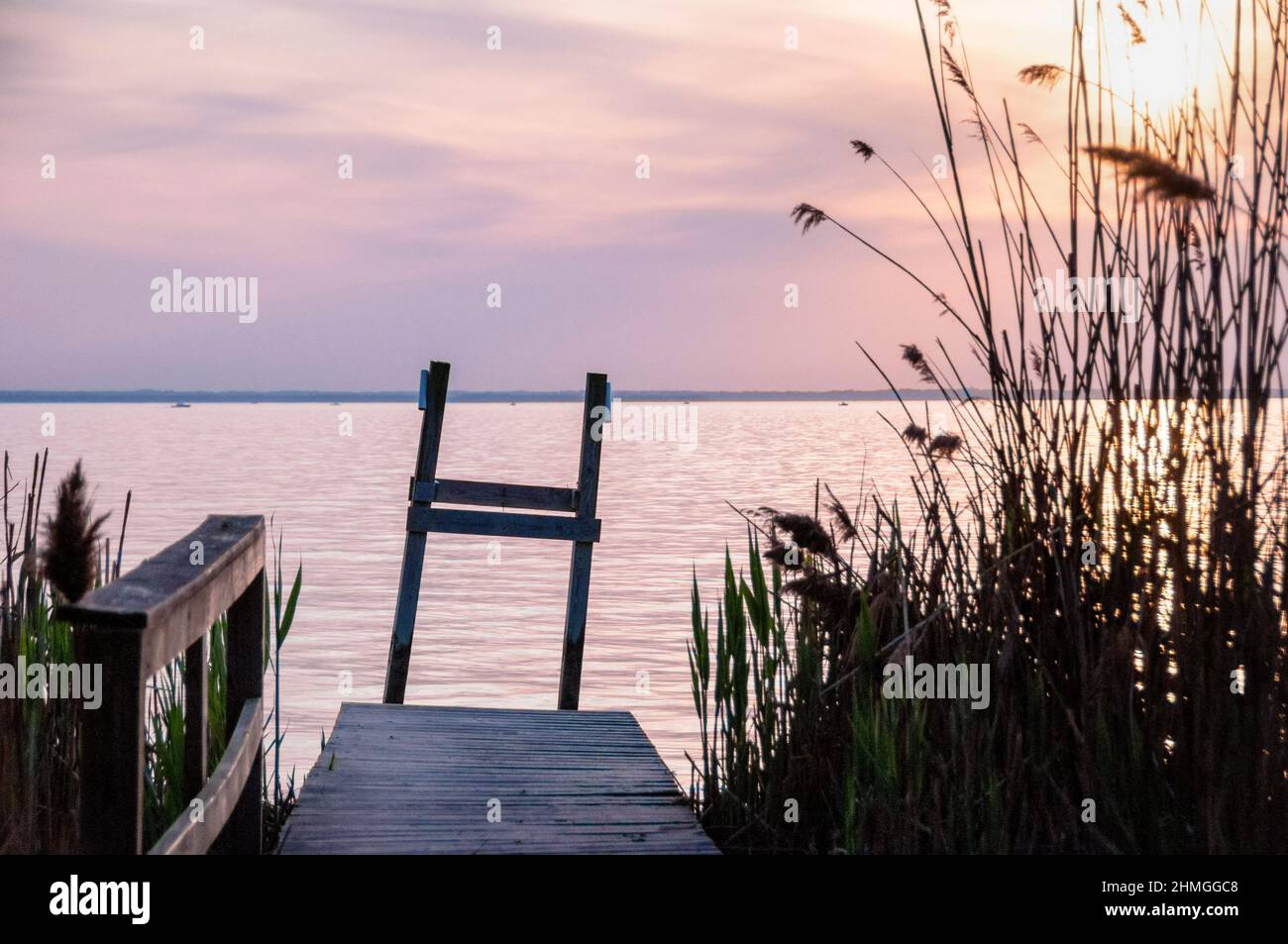 Swimming dock on Kent Island on the Chesapeake Bay on Maryland's ...