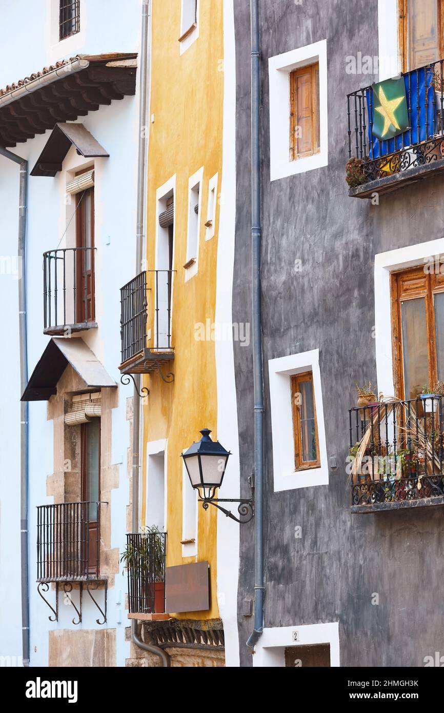 Traditional multi colored streets in Cuenca Unesco heritage old town ...