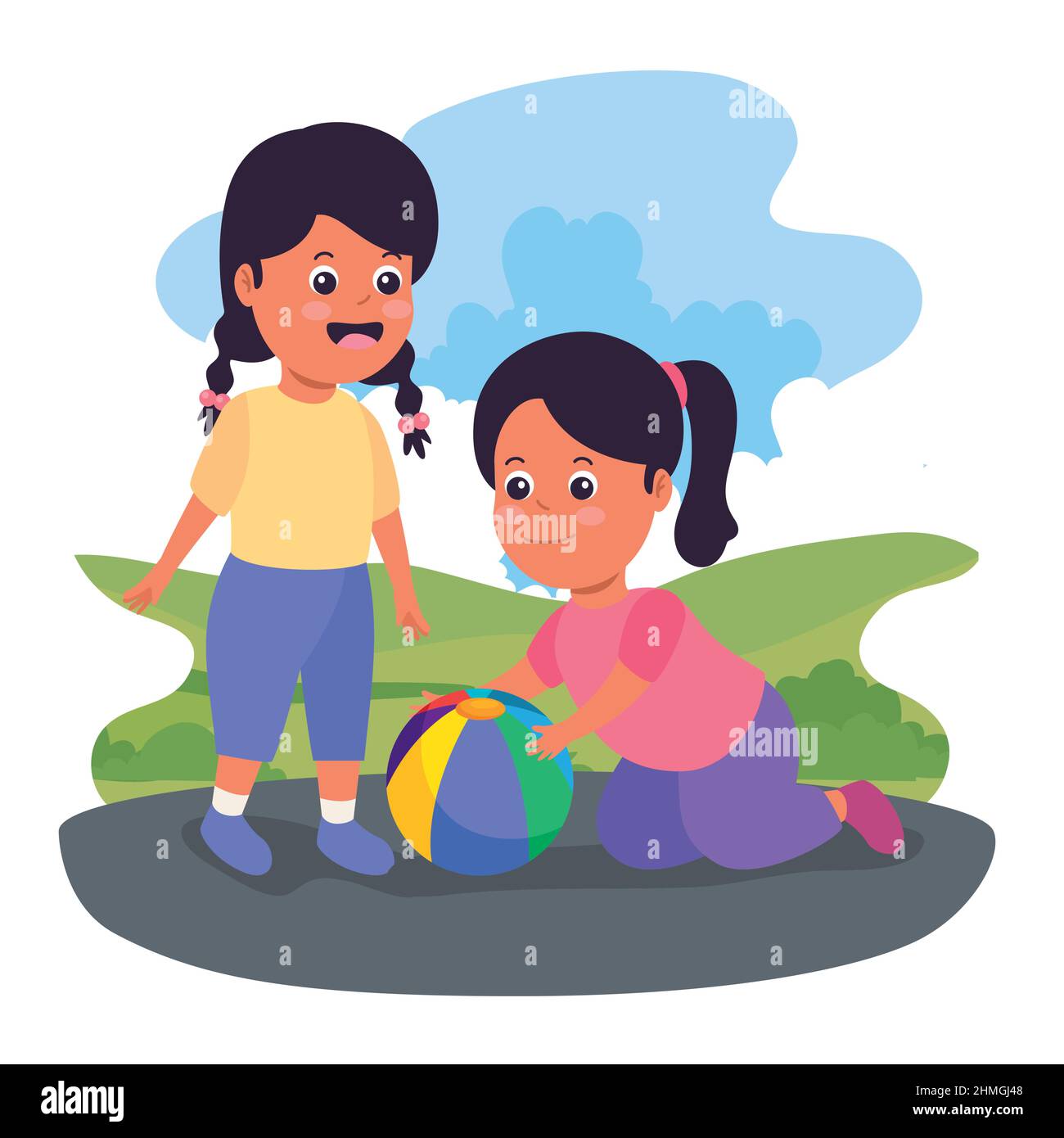 cute girls playing Stock Vector Image & Art - Alamy