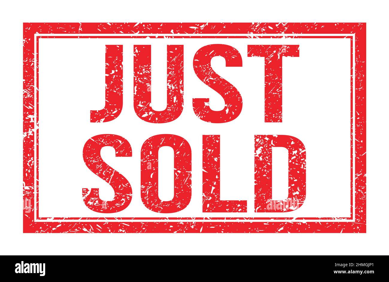 JUST SOLD, words written on red rectangle stamp sign Stock Photo - Alamy