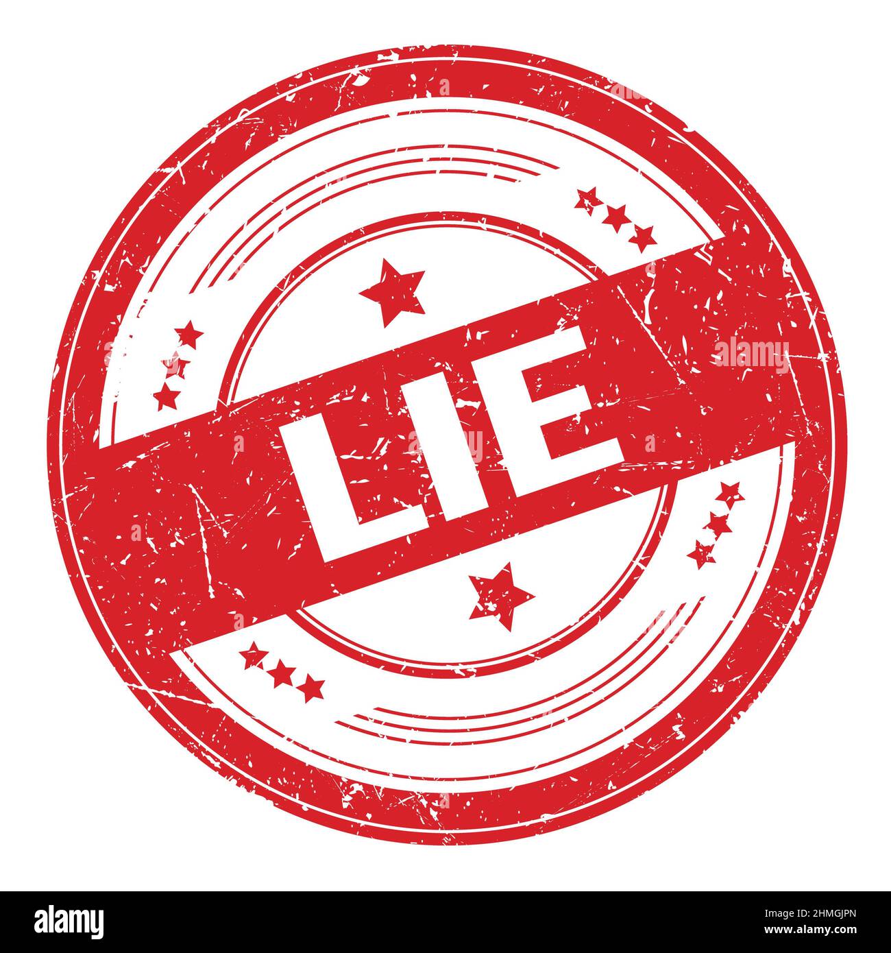LIE text on red round grungy texture stamp Stock Photo - Alamy
