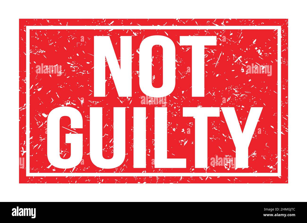 NOT GUILTY, words written on red rectangle stamp sign Stock Photo - Alamy