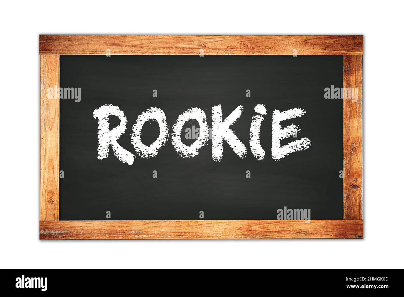 ROOKIE text written on black wooden frame school blackboard Stock Photo ...