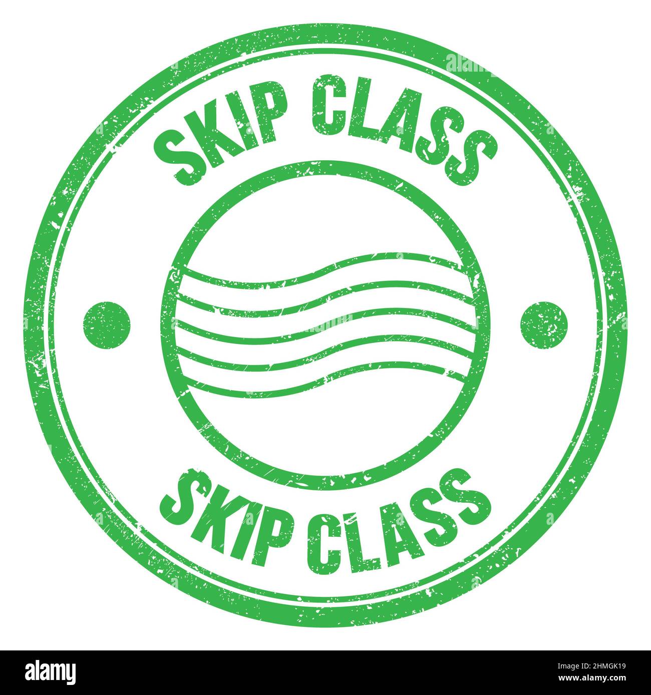 SKIP CLASS word written on green round postal stamp sign Stock Photo ...