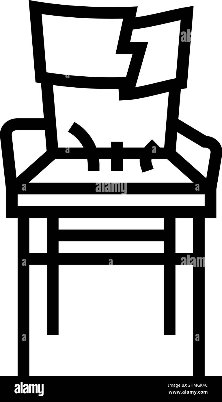 broken old chair line icon vector illustration Stock Vector Image & Art ...