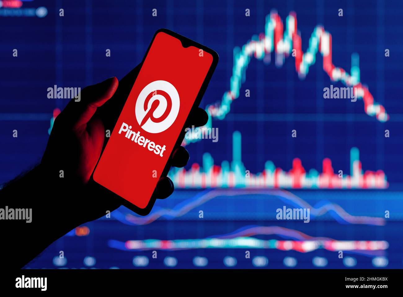Smartphone with Pinterest social media service logo on screen ...