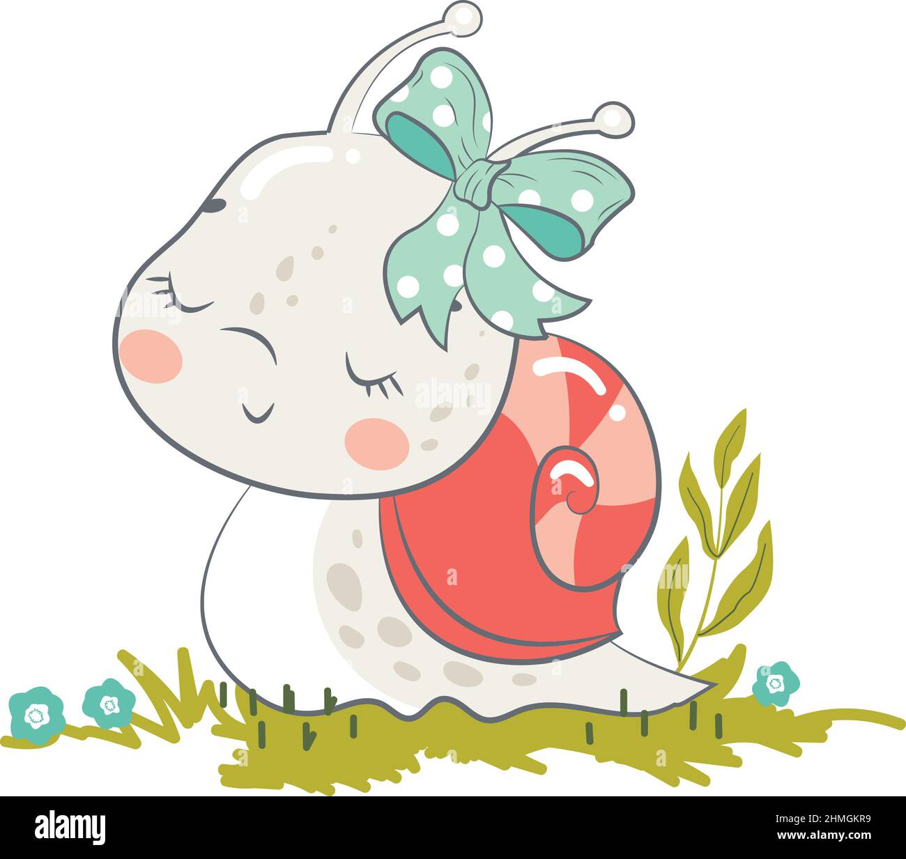 Cute snail. Cartoon character. Vector illustration Stock Vector Image ...