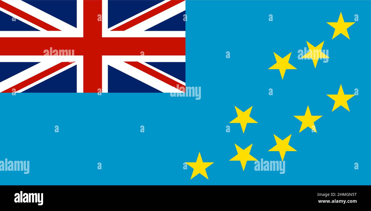 National Flag Tuvalu, Ellice Islands, Light Blue, nine yellow five ...