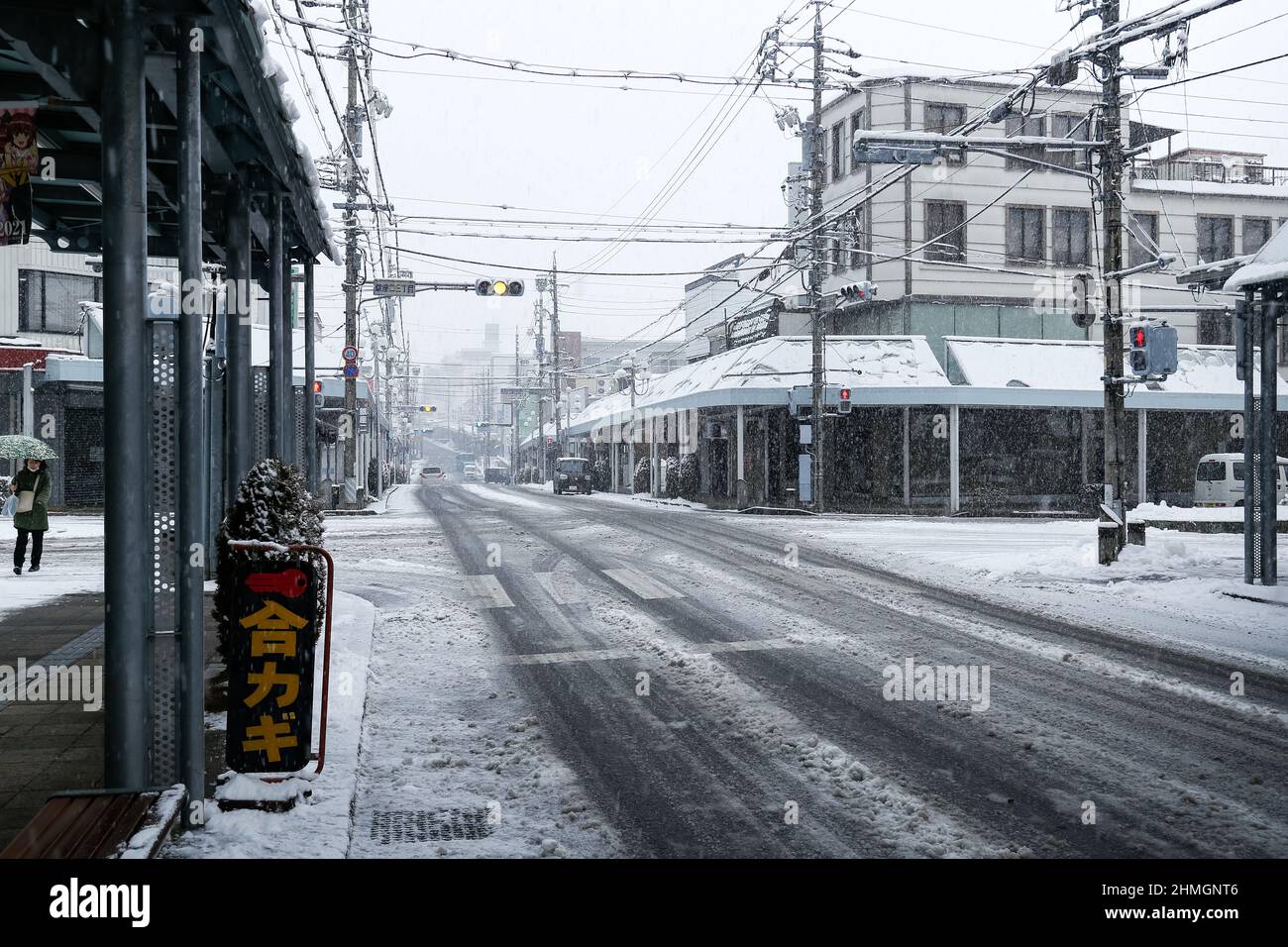 iida, nagano, japan, 2022/10/02 , Ginza dori road in Iida city, during ...