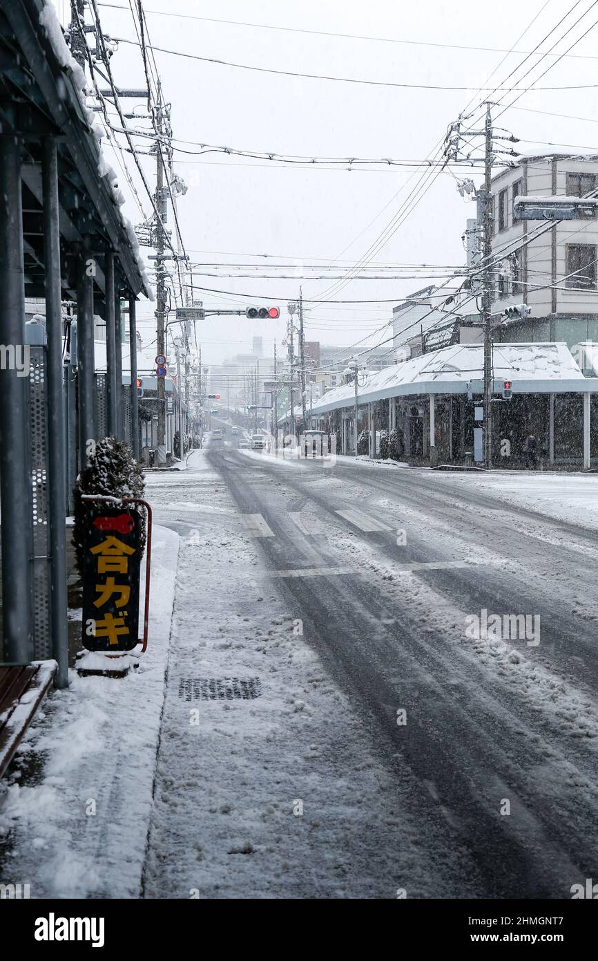 iida, nagano, japan, 2022/10/02 , Ginza dori road in Iida city, during ...